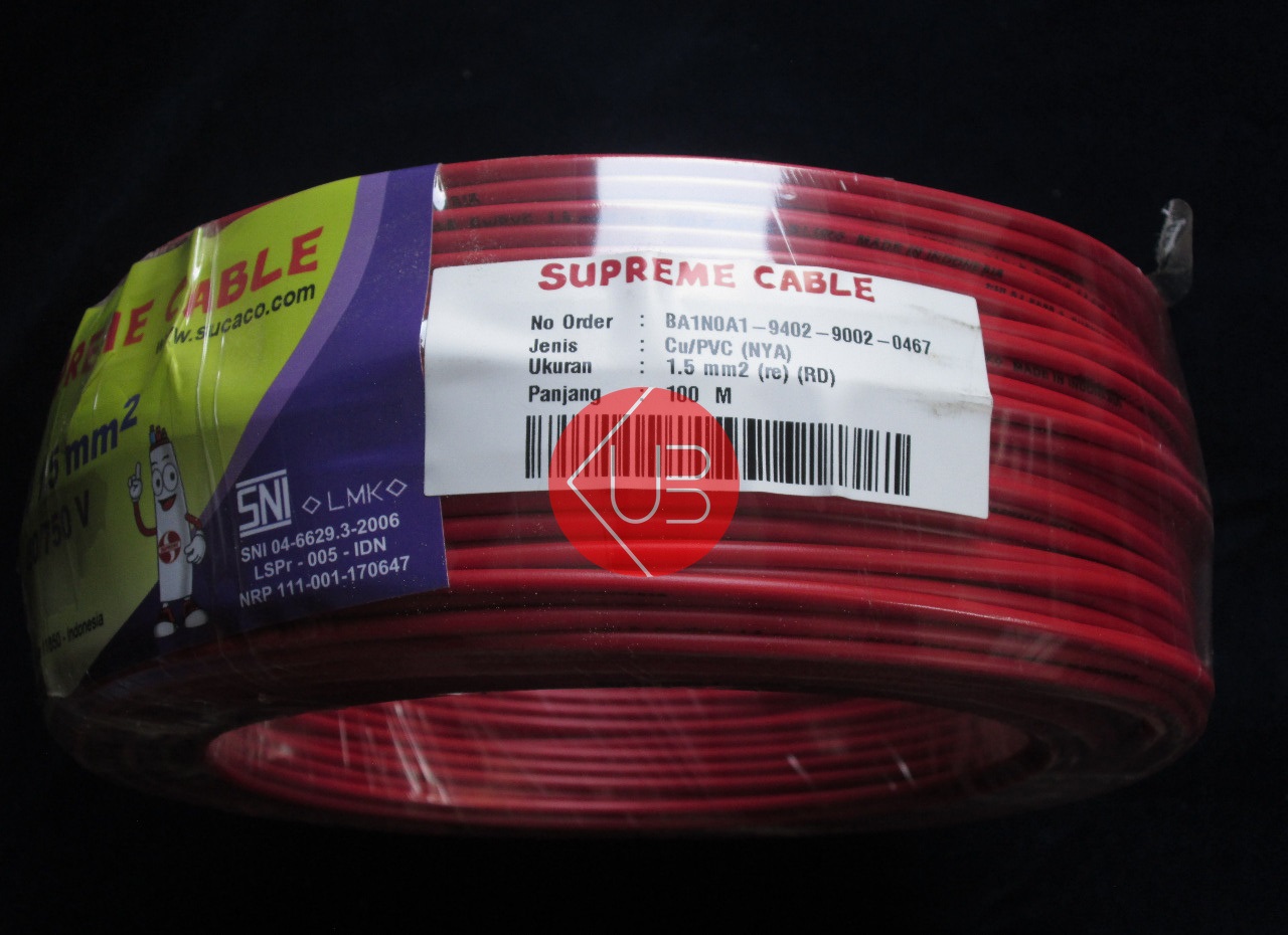 Kabel Supreme Nya 1.5 Merah - 50meter dan 100meter - Karya Utama Bersama